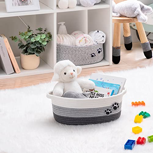 HiChen Small Dog Toy Basket, Cute Woven Basket for Shelves, Decorative Rope Storage Basket for Nursery, Baby Gift Basket for Diapers, 12 x 8 x 5 inches