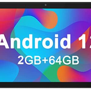 Tablet 10 inch Android 12 Tablet, 64GB ROM 512GB Expand, Android Tablet with Dual Camera, WiFi, Bluetooth, HD Screen, Google GMS Certified-Silver