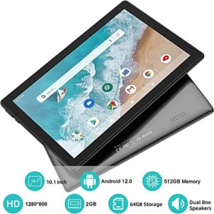 Tablet 10 inch Android 12 Tablet, 64GB ROM 512GB Expand, Android Tablet with Dual Camera, WiFi, Bluetooth, HD Screen, Google GMS Certified-Silver