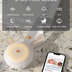 Portable White Noise Machine Baby, elesories Sound Machine Baby with Nursery Night Light,12 Soothing Sounds and USB Rechargeable Travel Baby, Child Lock, Baby Sound Machine for Adults Baby Sleeping