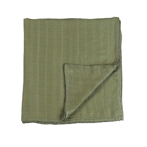 Muslin Swaddle Blanket, 100% Bamboo Plain Solid Olive Unisex Swaddle Wrap, Soft Silky Bamboo Green Muslin Swaddle Blankets Neutral Receiving Blanket for Newborn Boys and Girls, Large 47'' X47''