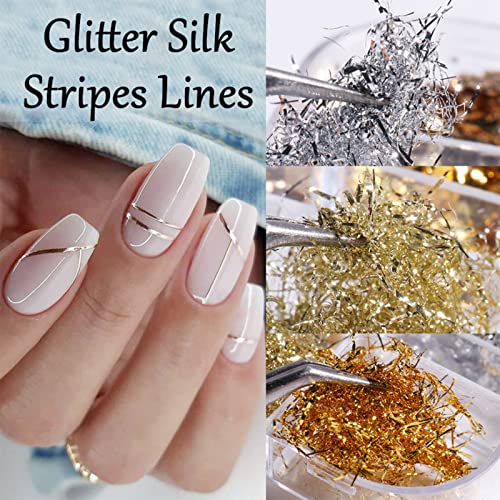 Nail Glitter Gold Silver Gold Foil Wire Platinum Fragments 6 Box Nail Jewelry for Nail Gel Decoration Gives a Different Style