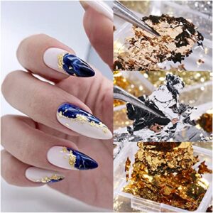 Nail Glitter Gold Silver Gold Foil Wire Platinum Fragments 6 Box Nail Jewelry for Nail Gel Decoration Gives a Different Style