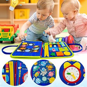 Exorany Busy Board Montessori Toys for 1 2 3 4 Year Old Boys & Girls Gifts, Sensory Toys for Toddlers 1-3, Autism Educational Travel Toys, Preschool Activities for Learning Fine Motor Skills (Blue)