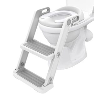 victostar potty training seat with step stool ladder, foldable potty training toilet for kids boys girls toddlers-comfortable cushion safe handle anti-slip pads