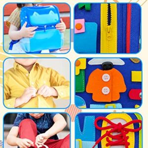 Exorany Busy Board Montessori Toys for 1 2 3 4 Year Old Boys & Girls Gifts, Sensory Toys for Toddlers 1-3, Autism Educational Travel Toys, Preschool Activities for Learning Fine Motor Skills (Blue)