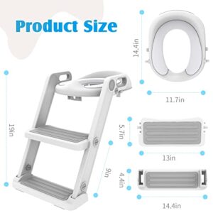 Victostar Potty Training Seat with Step Stool Ladder, Foldable Potty Training Toilet for Kids Boys Girls Toddlers-Comfortable Cushion Safe Handle Anti-Slip Pads