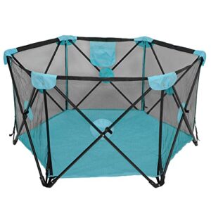 HTTMT- Hexagon Safety Playpen Portable Foldable Mesh Playard Infants Baby Toodler Animals Fence w/Travel Bag Nursery Furniture For Indoor Outdoor - Dark Blue