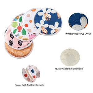 Organic Bamboo Nursing Pads for Breastfeeding - 10 Washable Pads + Wet Bag +Wash Bag, Super Absorbent Breast Pads Nipple Pads for Breastfeeding Reusable Breast Pads for Breastfeeding(Large 4.7")