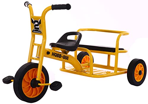 Kids Taxi Tricycles, Preschool Playground Kids Tricycle, Daycare Toddler Tandem Trike, Children Double Seat Bikes with Passenger Seat, Outdoor Playground Equipment Tricycles for Riders Ages 3+