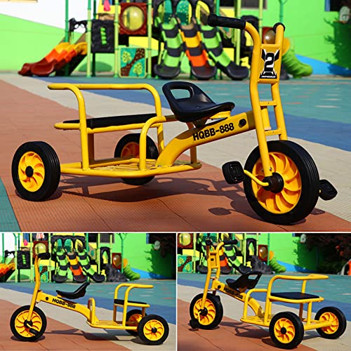 Kids Taxi Tricycles, Preschool Playground Kids Tricycle, Daycare Toddler Tandem Trike, Children Double Seat Bikes with Passenger Seat, Outdoor Playground Equipment Tricycles for Riders Ages 3+