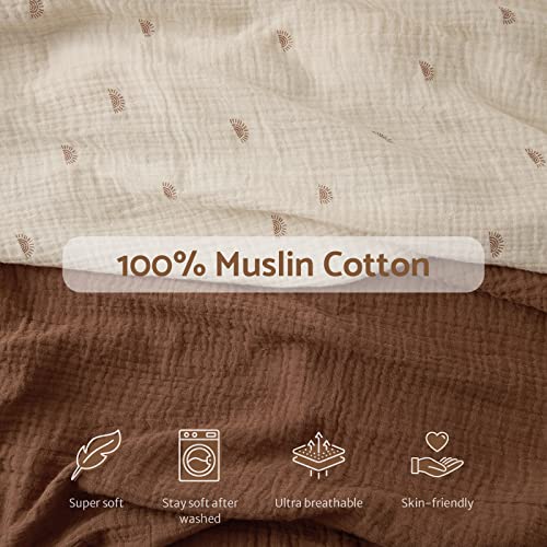 Muslin Changing Pad Cover for Baby Girls Boys, Cotton Natural Comfort Diaper Change Table Pad Covers, Ultra Soft Breathable Boho Changing Pad Sheets, 2Pack (Sunshine & Brown)