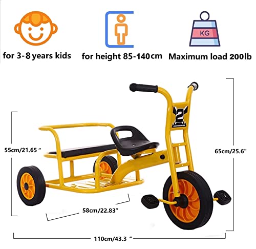 Kids Taxi Tricycles, Preschool Playground Kids Tricycle, Daycare Toddler Tandem Trike, Children Double Seat Bikes with Passenger Seat, Outdoor Playground Equipment Tricycles for Riders Ages 3+