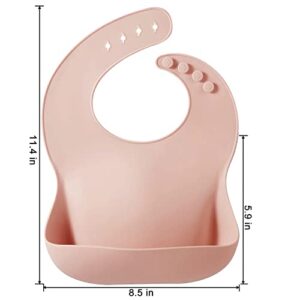 PandaEar Silicone Bibs for Babies Toddlers Girls| Adjustable Waterproof BPA Free Soft Durable Silicone Baby Bibs for eating with Large Pocket Food Catcher