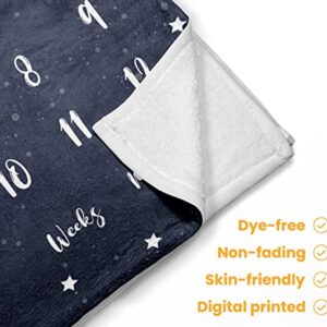 Pavo Baby Milestone Blanket - Baby Monthly Milestone Blanket for Boys Girls - Sleeping Elephant Twinkle Little Star - Neutral First Year Growth Months Chart - Premium Shower Gifts for Newborn 60"x40"