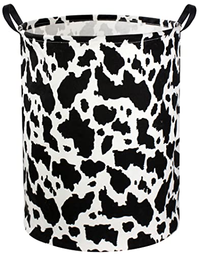 DDBASKET Cow Print Laundry Basket Baby Nursery Clothes Hamper Collapsible Toy Storage Bin Organizer with Handles for Kids,Boys and Girls Room Decor(Cow)