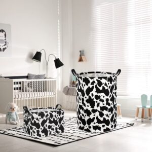 DDBASKET Cow Print Laundry Basket Baby Nursery Clothes Hamper Collapsible Toy Storage Bin Organizer with Handles for Kids,Boys and Girls Room Decor(Cow)