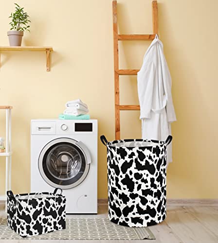 DDBASKET Cow Print Laundry Basket Baby Nursery Clothes Hamper Collapsible Toy Storage Bin Organizer with Handles for Kids,Boys and Girls Room Decor(Cow)