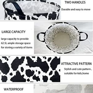 DDBASKET Cow Print Laundry Basket Baby Nursery Clothes Hamper Collapsible Toy Storage Bin Organizer with Handles for Kids,Boys and Girls Room Decor(Cow)