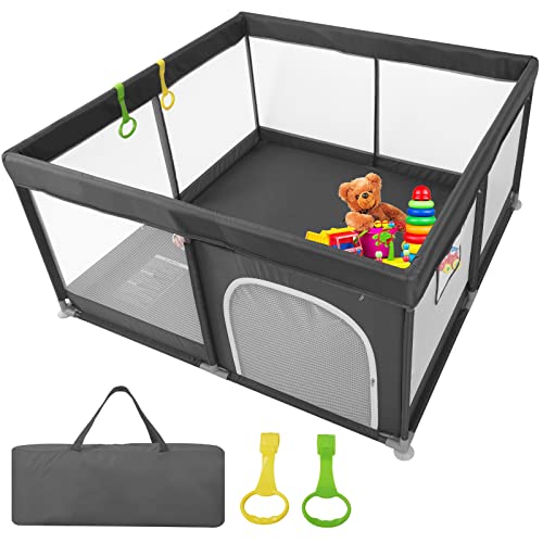 Baby Playpen,50"x50"x26.5" Large Baby Playards with Zipper Gates,Large Baby Playard for Toddler, BPA-Free, Non-Toxic, Safe No Gaps Play Yard for Babies, Indoor and Outdoor Baby Activity Centers