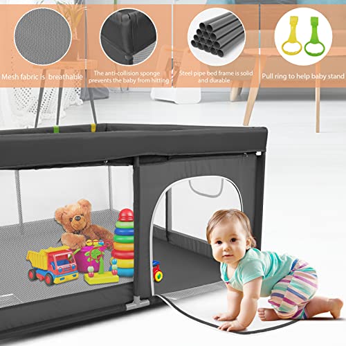 Baby Playpen,50"x50"x26.5" Large Baby Playards with Zipper Gates,Large Baby Playard for Toddler, BPA-Free, Non-Toxic, Safe No Gaps Play Yard for Babies, Indoor and Outdoor Baby Activity Centers