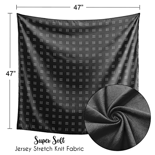 Sweet Jojo Designs Black and White Boho Mudcloth Boy or Girl Swaddle Blanket Jersey Knit Newborn Infant Receiving Security White Black Bohemian Woodland Tribal Southwest Mud Cloth Hatch Gender Neutral