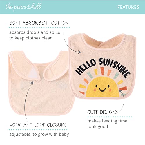 The Peanutshell Terry Baby Bib Set for Boys or Girls | Unisex 10 Pack for Feeding, Teething, or Drooling | Hello Sunshine