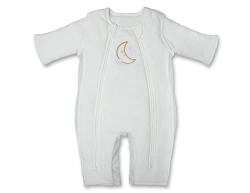 Baby Brezza 2-in-1 Double Zipper Baby Sleepsuit - Unique Swaddle Transition Sleepsuit - Breathable with Mesh Panels - Converts from Sleepsuit to Sleep Vest, 6-9 Months, Cream