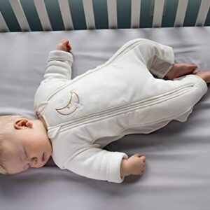 Baby Brezza 2-in-1 Double Zipper Baby Sleepsuit - Unique Swaddle Transition Sleepsuit - Breathable with Mesh Panels - Converts from Sleepsuit to Sleep Vest, 6-9 Months, Cream