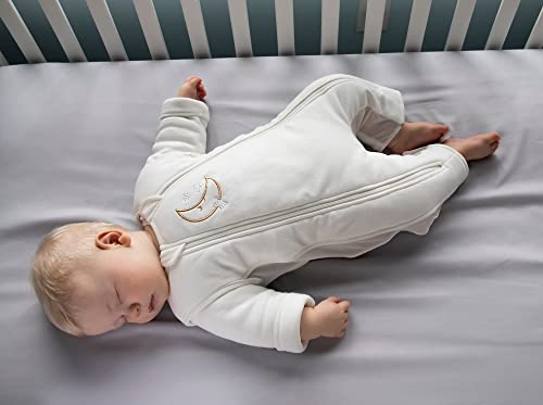 Baby Brezza 2-in-1 Double Zipper Baby Sleepsuit - Unique Swaddle Transition Sleepsuit - Breathable with Mesh Panels - Converts from Sleepsuit to Sleep Vest, 6-9 Months, Cream