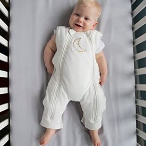 Baby Brezza 2-in-1 Double Zipper Baby Sleepsuit - Unique Swaddle Transition Sleepsuit - Breathable with Mesh Panels - Converts from Sleepsuit to Sleep Vest, 6-9 Months, Cream