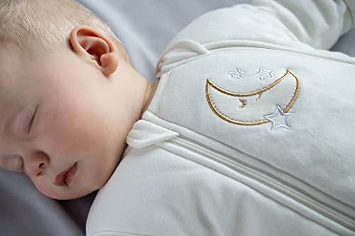 Baby Brezza 2-in-1 Double Zipper Baby Sleepsuit - Unique Swaddle Transition Sleepsuit - Breathable with Mesh Panels - Converts from Sleepsuit to Sleep Vest, 6-9 Months, Cream