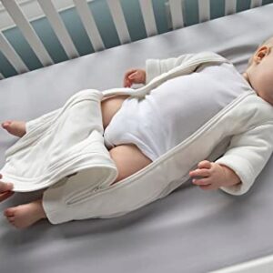 Baby Brezza 2-in-1 Double Zipper Baby Sleepsuit - Unique Swaddle Transition Sleepsuit - Breathable with Mesh Panels - Converts from Sleepsuit to Sleep Vest, 6-9 Months, Cream