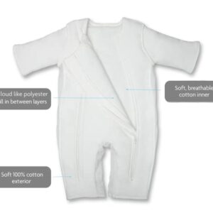 Baby Brezza 2-in-1 Double Zipper Baby Sleepsuit - Unique Swaddle Transition Sleepsuit - Breathable with Mesh Panels - Converts from Sleepsuit to Sleep Vest, 6-9 Months, Cream