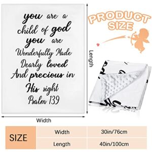 Christian Gift for Baby Plush Baby Blanket with Dotted Backing Baptism Blanket Scripture Quote Swaddle Bible Verse Blanket for Newborn Boy Girl Christening Godchild Gift, 30 x 40 Inch(Christian)