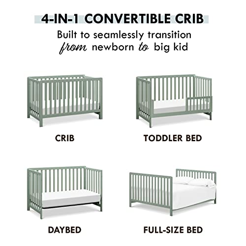 Carter's by DaVinci Colby 4-in-1 Low-Profile Convertible Crib in Light Sage, Greenguard Gold Certified