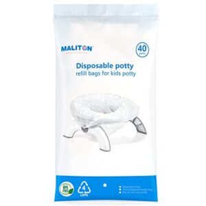 40 packs disposable potty bags for toddler portable toilet, travel potty liners fit for oxo tot 2-in-1 go potty, maliton potty training bags fit most kids portable potty