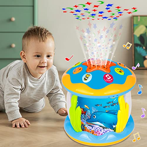 Baby Toys 6 to 12 Months 4 in 1 Baby Musical Ocean Rotating Toys Light Up Infant Toys 3-6 9 12-18 Month Babies Toddlers 1 2 3 Year Old Boy Girl Baby Gifts Toys for Ages 0-2