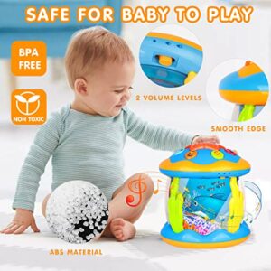 Baby Toys 6 to 12 Months 4 in 1 Baby Musical Ocean Rotating Toys Light Up Infant Toys 3-6 9 12-18 Month Babies Toddlers 1 2 3 Year Old Boy Girl Baby Gifts Toys for Ages 0-2