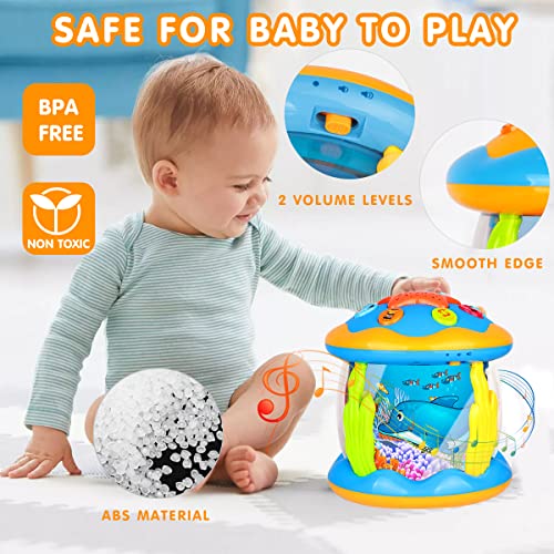 Baby Toys 6 to 12 Months 4 in 1 Baby Musical Ocean Rotating Toys Light Up Infant Toys 3-6 9 12-18 Month Babies Toddlers 1 2 3 Year Old Boy Girl Baby Gifts Toys for Ages 0-2