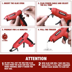 Arrow Mini Hot Glue Gun, Dual Temp Glue Gun Kit with 24Pcs Mini Glue Gun Sticks, High/Low Temp Fast Heating Glue Gun with Stand for DIY, Decoration, Crafts, Quick Repairs