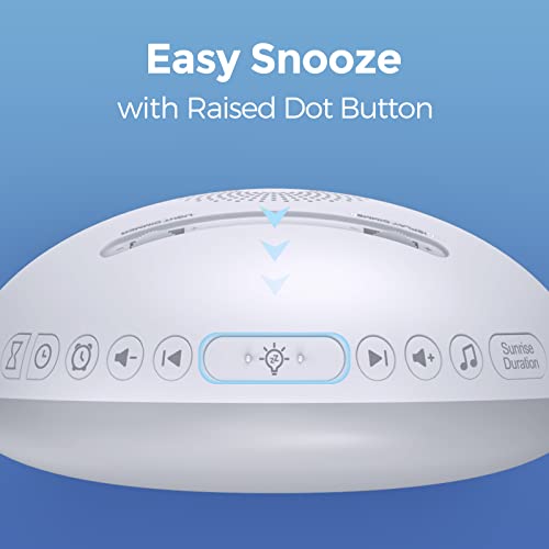 REACHER Sound Machine Sunrise Alarm Clock with Night Light, Wake Up Light, 26 Stereo Soothing Sounds, Dimmable LED Display, Bedside Reading Lamp, Sleep Timer, White Noise Machine for Baby, Bedroom