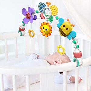 eners baby play arch crib toys, activity arch toy, crib mobile for pack and play, mobile for bassinet, crib toys for babies boys girls (yellow)