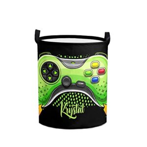 custom gamepad green laundry basket handles collapsible hamper foldable storage bin living room office bathroom bedroom