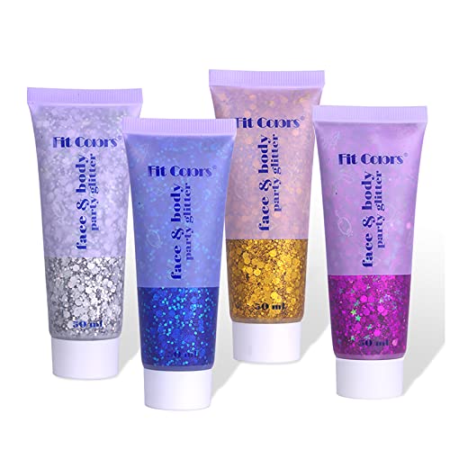 Face Glitter Gel,Pink Body Glitter Gel,Chunky Glitter for Face Body Hair Nails Eyeshadow Holographic Cosmetic,Festival Glitter Makeup,50ml (#03 Pink ,2PCS)