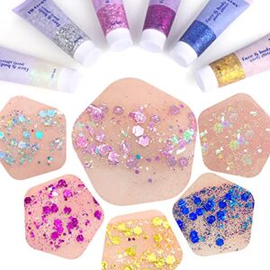 Face Glitter Gel,Pink Body Glitter Gel,Chunky Glitter for Face Body Hair Nails Eyeshadow Holographic Cosmetic,Festival Glitter Makeup,50ml (#03 Pink ,2PCS)