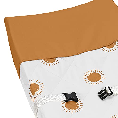 Sweet Jojo Designs Orange and White Boho Sun Boy or Girl Baby Nursery Changing Pad Cover - Pumpkin Rust Orange Retro Bohemian Celestial Sky Desert Sunshine Outdoors Nature Minimalist Gender Neutral