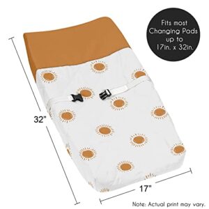 Sweet Jojo Designs Orange and White Boho Sun Boy or Girl Baby Nursery Changing Pad Cover - Pumpkin Rust Orange Retro Bohemian Celestial Sky Desert Sunshine Outdoors Nature Minimalist Gender Neutral