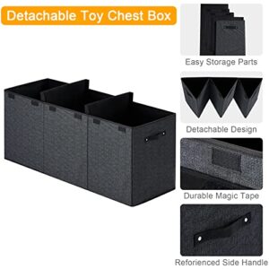 YOUDENOVA Toy Box Chest Storage Organizer, Extra Large kids Toy Box, 40 Inch Collapsible Toy Bin for Boys Girls, Toy Chest with Double Flip-Top Lid for Nursery, Playroom, Closet (Black)