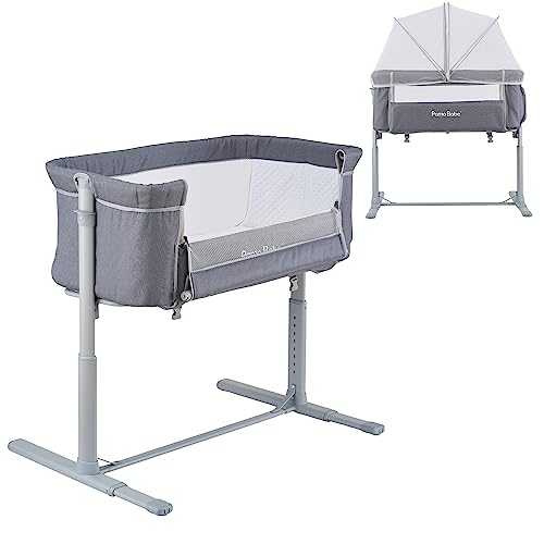 Pamo Babe Bedside Bassinet for Baby Crib 8 Adjustable Heights Foldable Bassinet Sleeper with Mattress Cover